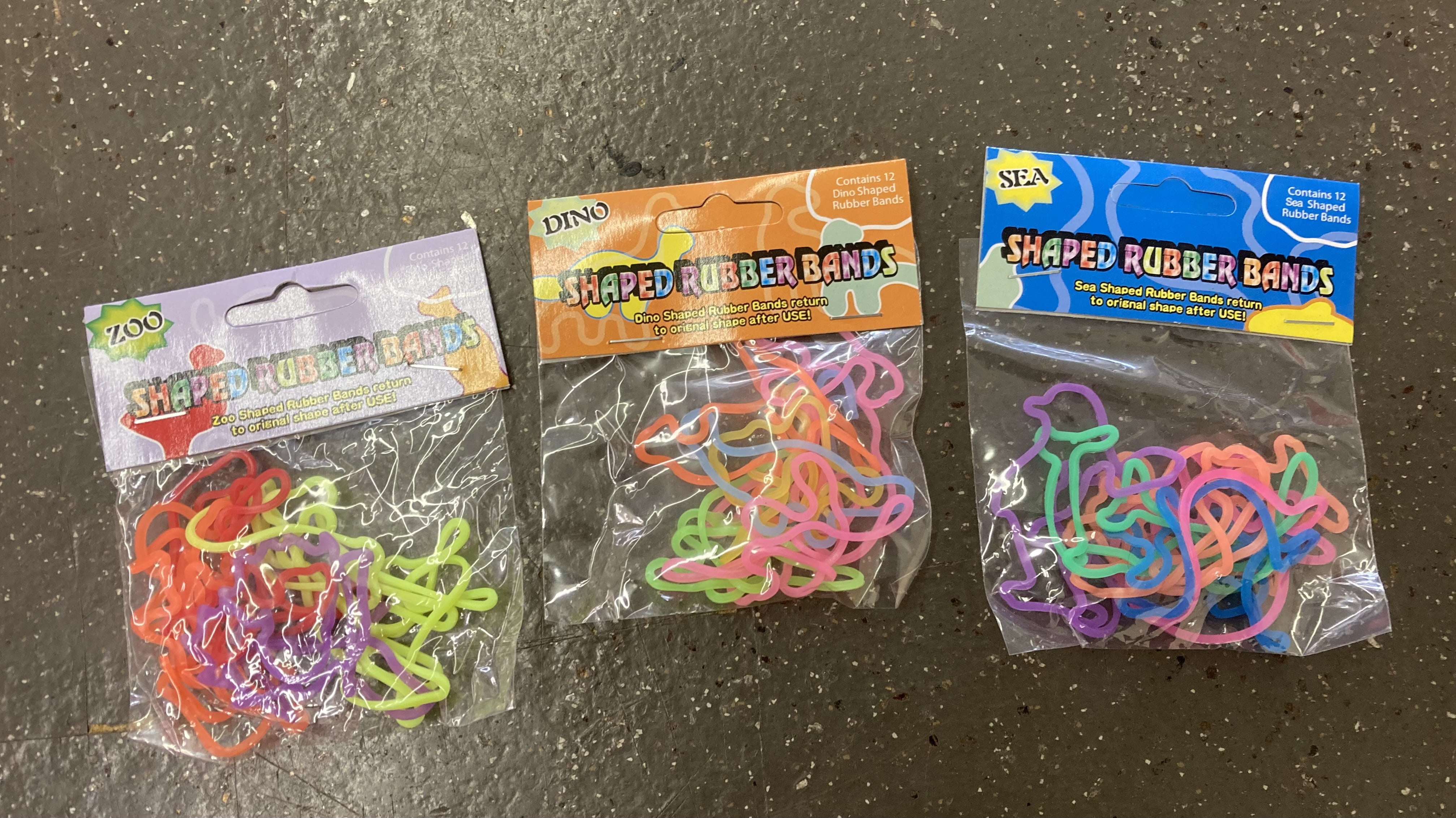 Dino, Zoo & Sea Shaped Elastic Rubber Bands Set of 3 - Walmart.com