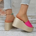 Bkhluea Women Plain Strap Espadrille Wedge Slide Sandals Comfortable ...