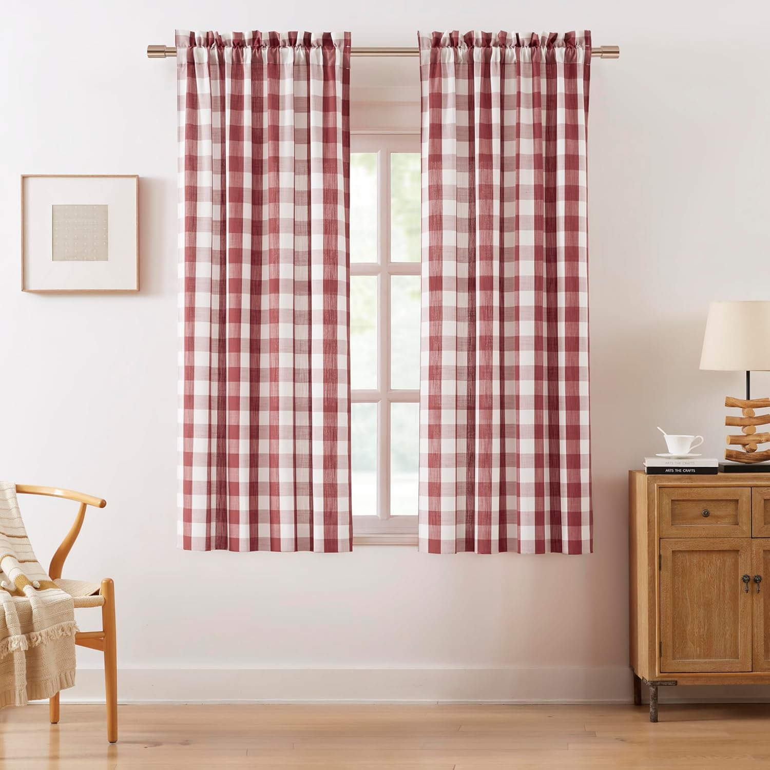 Click here for Juwlwt Red Gingham Buffalo Plaid Window Curtain Pa... prices