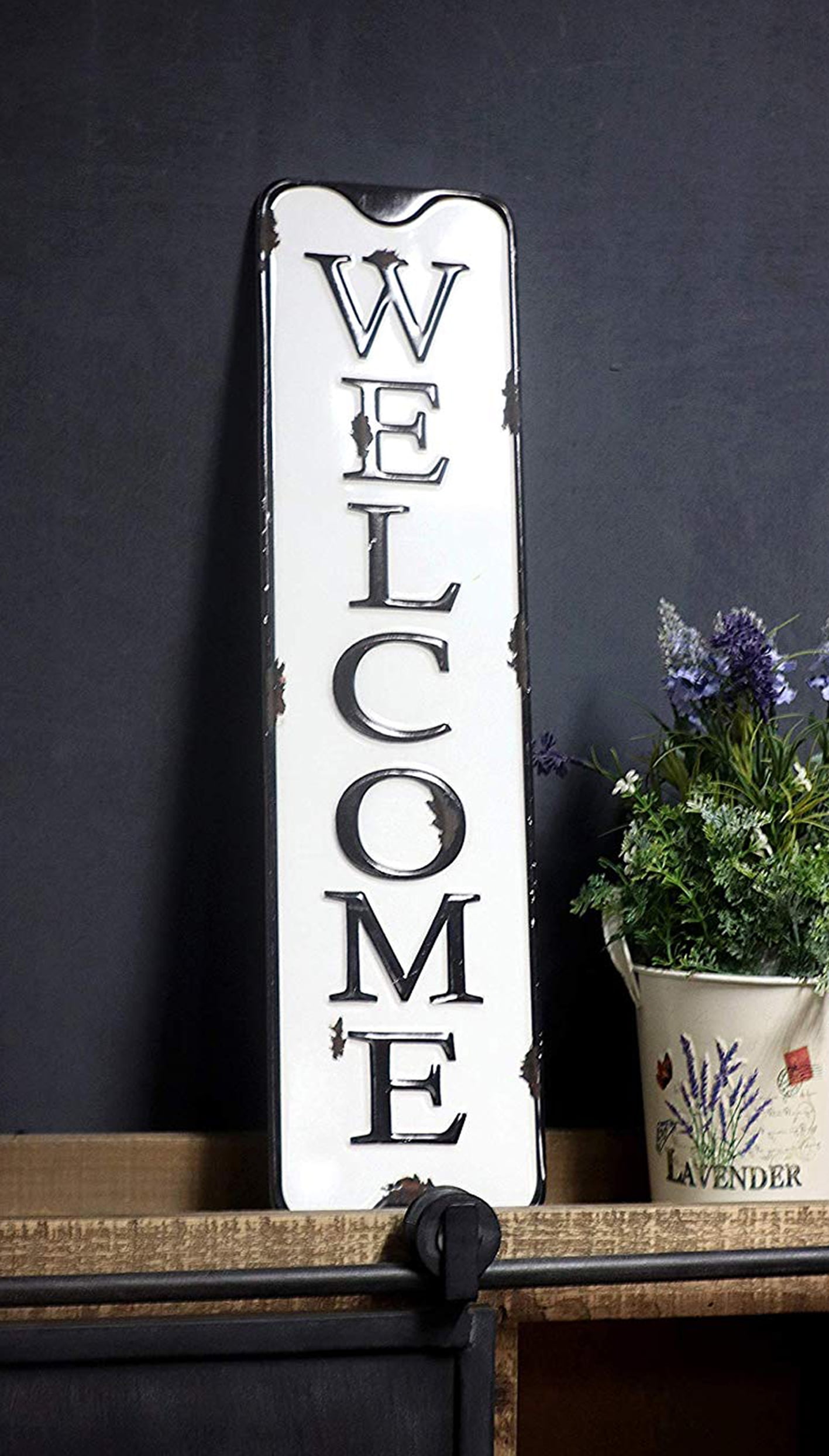 Parisloft Embossed Metal Welcome Sign, Farmhouse Rustic Wall Decor ...