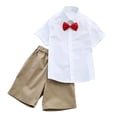 AVRNLIQ Boys Red Bow Tie Short Sleeve Dress Shirt Set 3-Piece Cotton ...