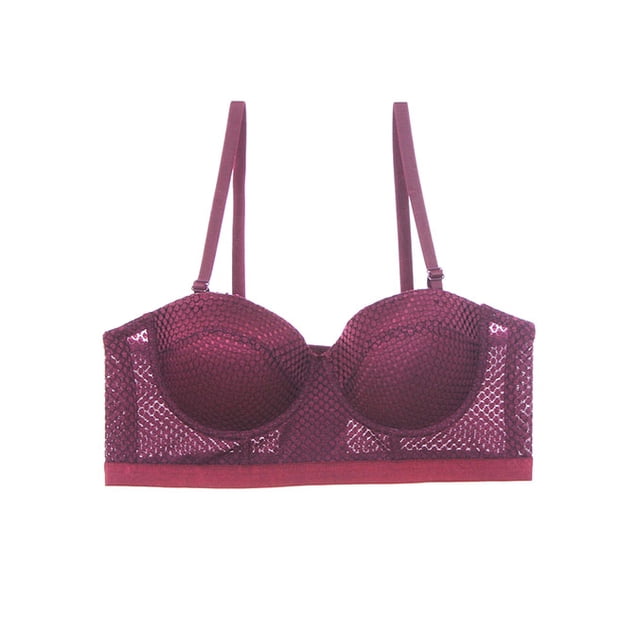 Two Tone Demi Cup Bra With Geometric Mesh Overlay - Walmart.com