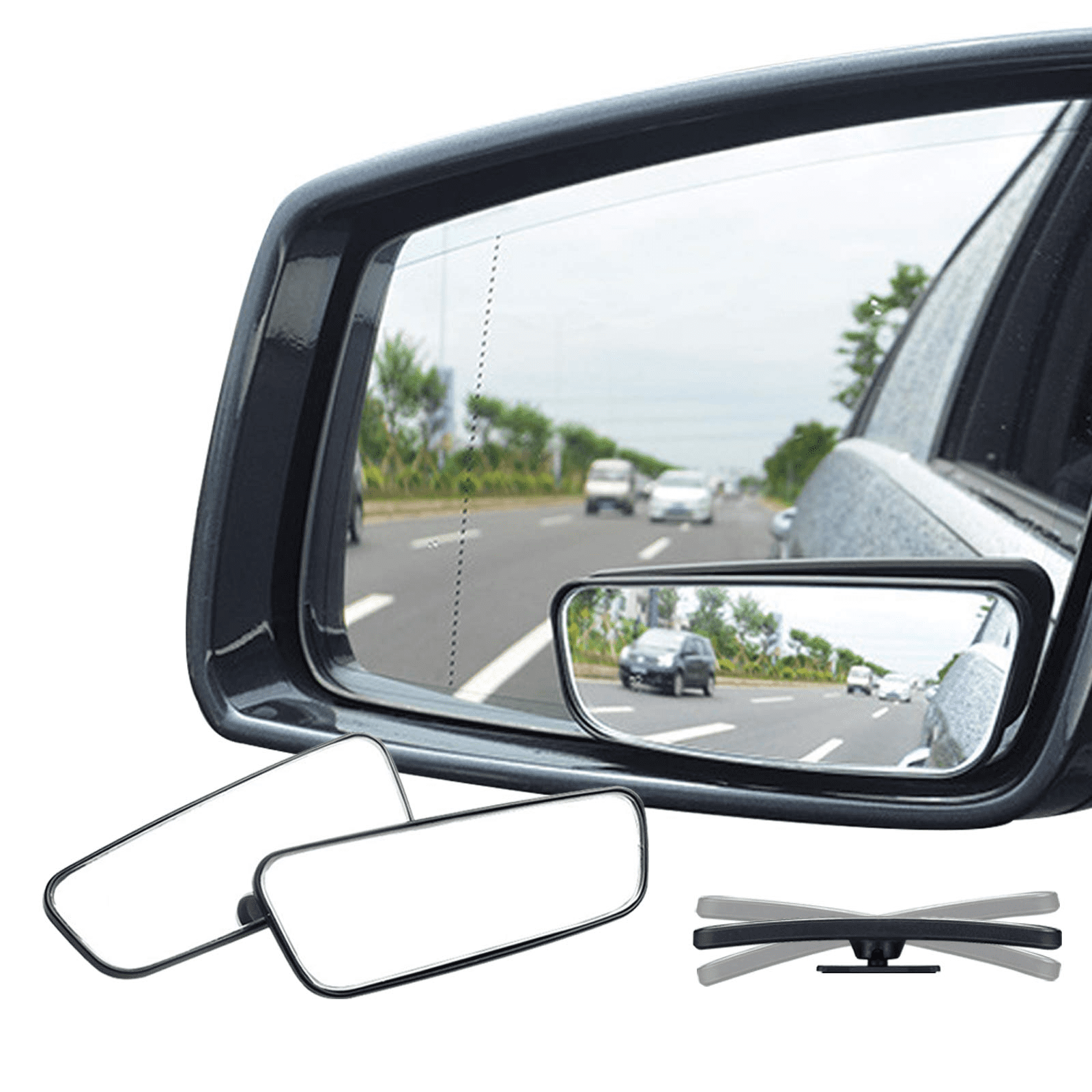 Rectangle Blind Spot Mirror, 360 Degree HD Glass and ABS Housing Convex ...