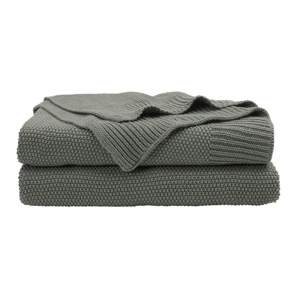 100% Algodón Tejida Manta - Suave Sólida Decorativa Tejida Manta para ...