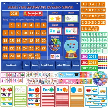 Circle Learning Time Center Pocket Chart Calendar Set Kids Children ...