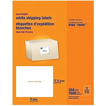 Staples White Laser/Inkjet Printable Shipping Labels, 2" x 4", 2500 ...