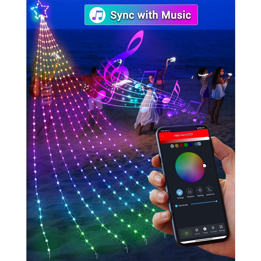 LED Pentagram Waterfall Lights Water Lights Christmas Decorations ...