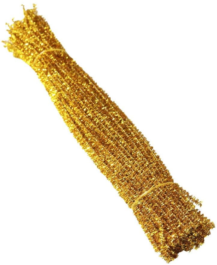 100 Count 6mm x 300mm Shiny Chenille Stems Metallic Pipe Cleaners ...