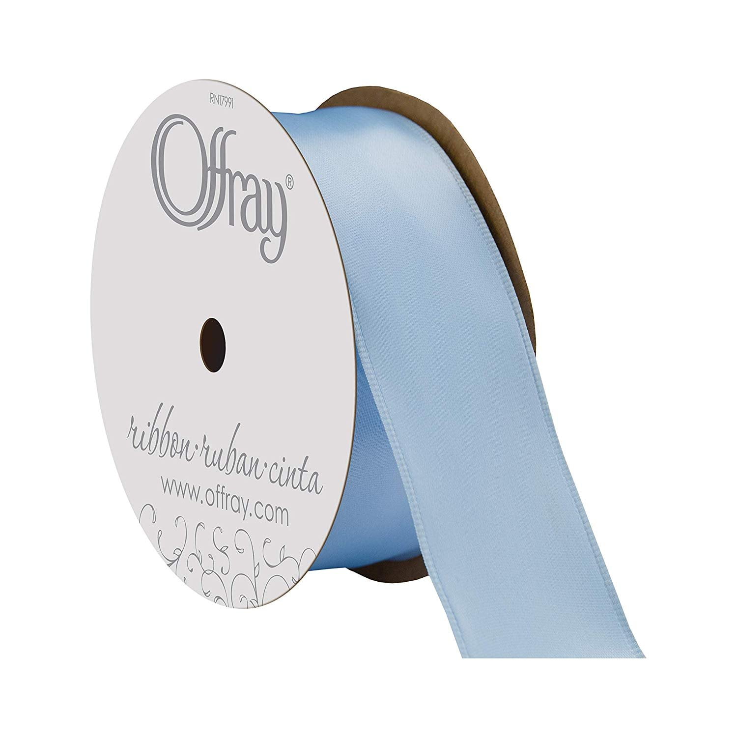 Offray Berwick 1.5" Single Face Satin Ribbon, Light Blue, 25 Yds ...