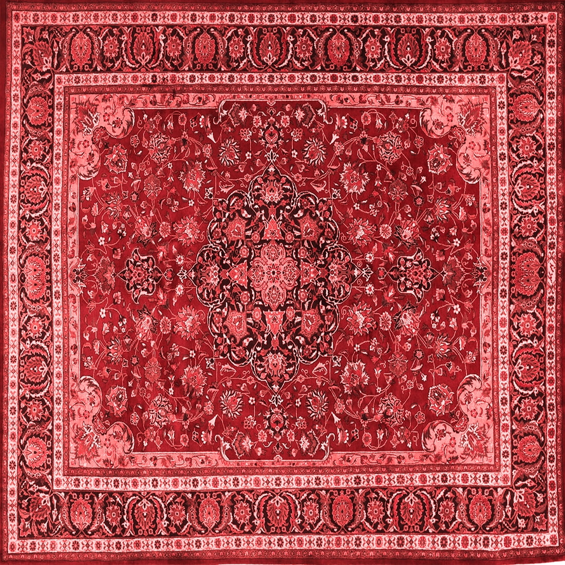 Ahgly Company Indoor Square Medallion Red Traditional Area Rugs, 6 ...