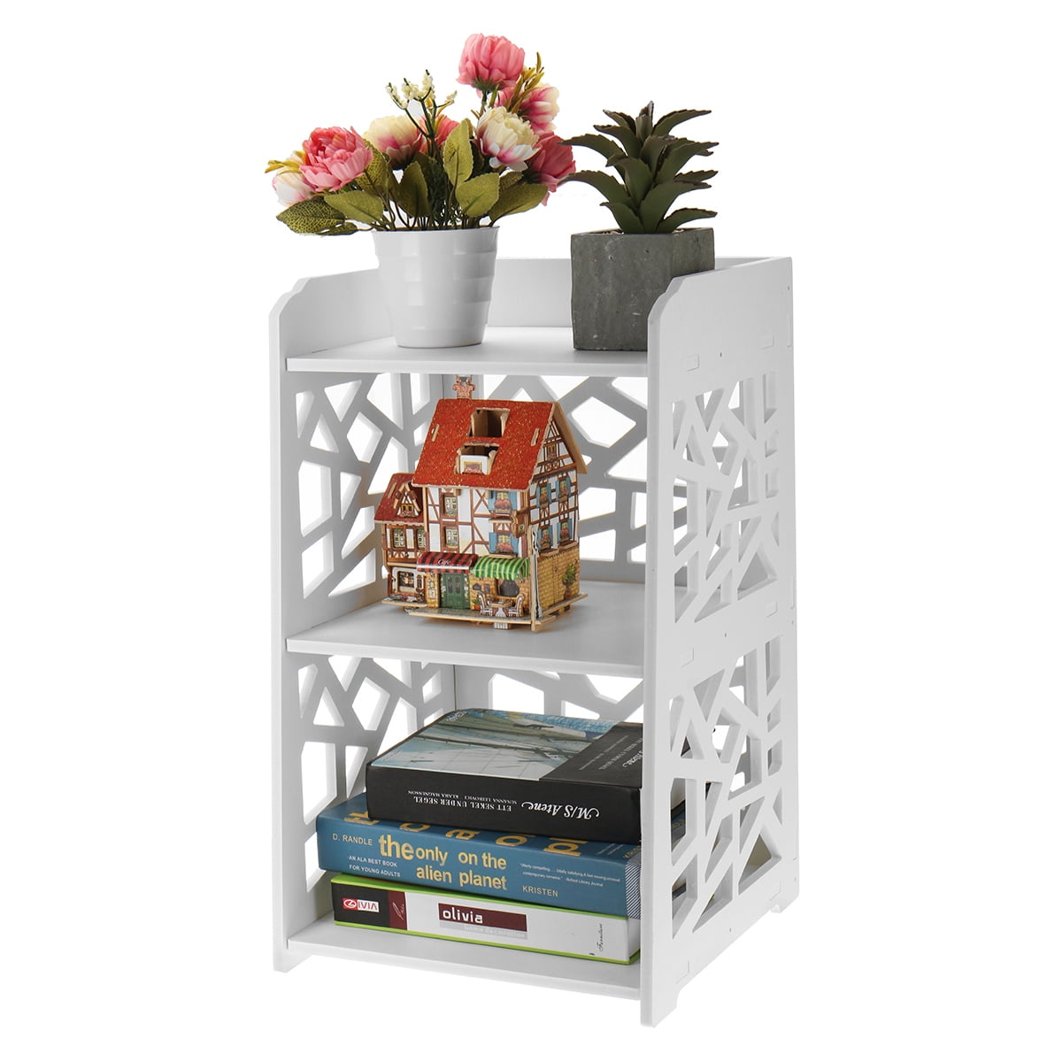 White Bedside Table Living Room Bedroom Nightstand End Tables, Plant ...