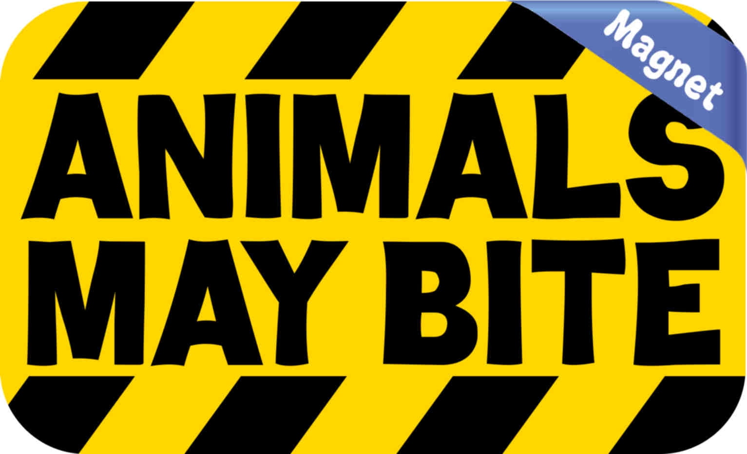 5in x 3in Animals May Bite Magnet Striped Magnetic Warning Sign Magnets ...