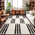 Black Stripe 3'x5' Area Rugs Country Vintage Boho Minimalist Horizontal ...