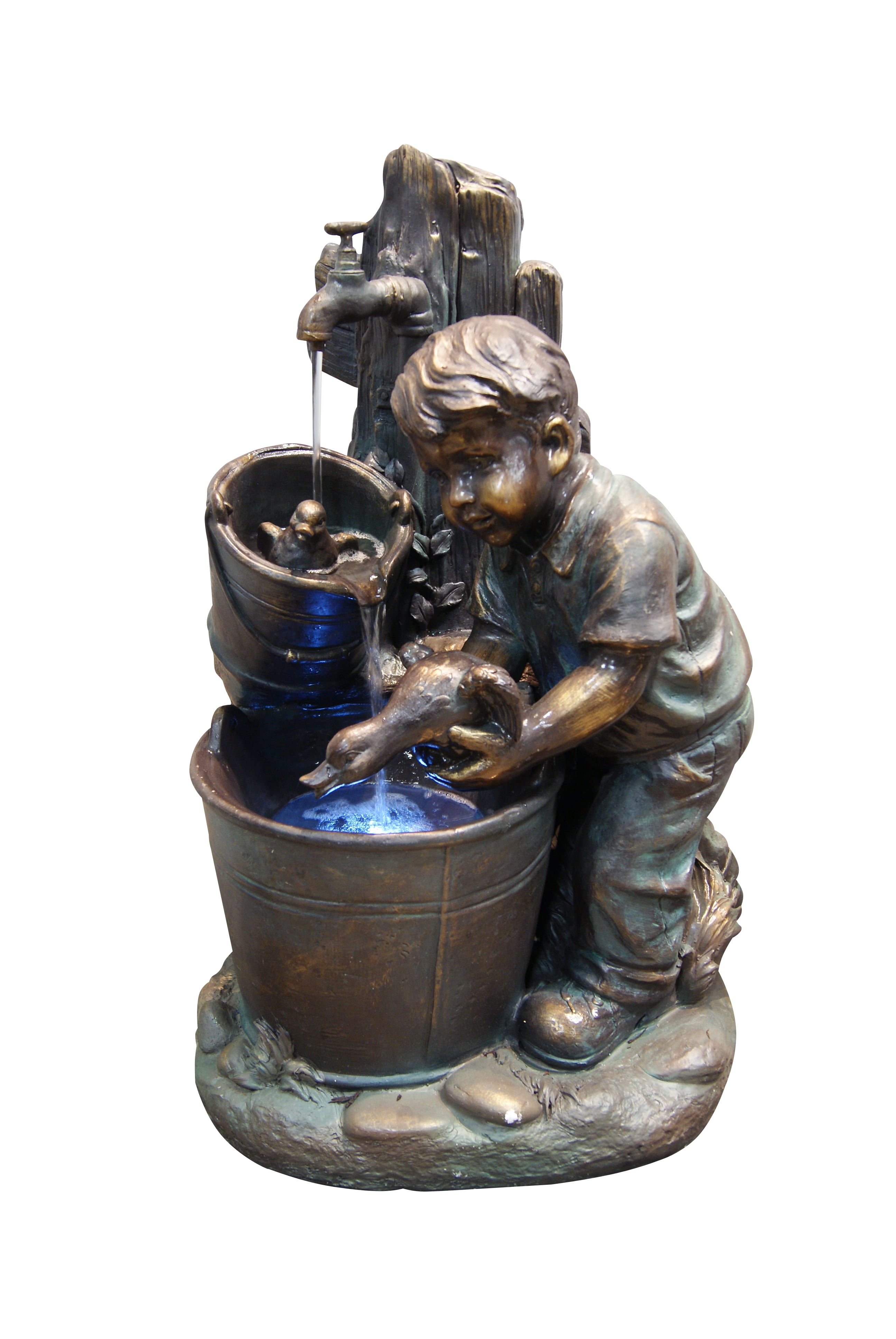 Boy Washing Duck In Bucket Fountain With Led Light - Walmart.com