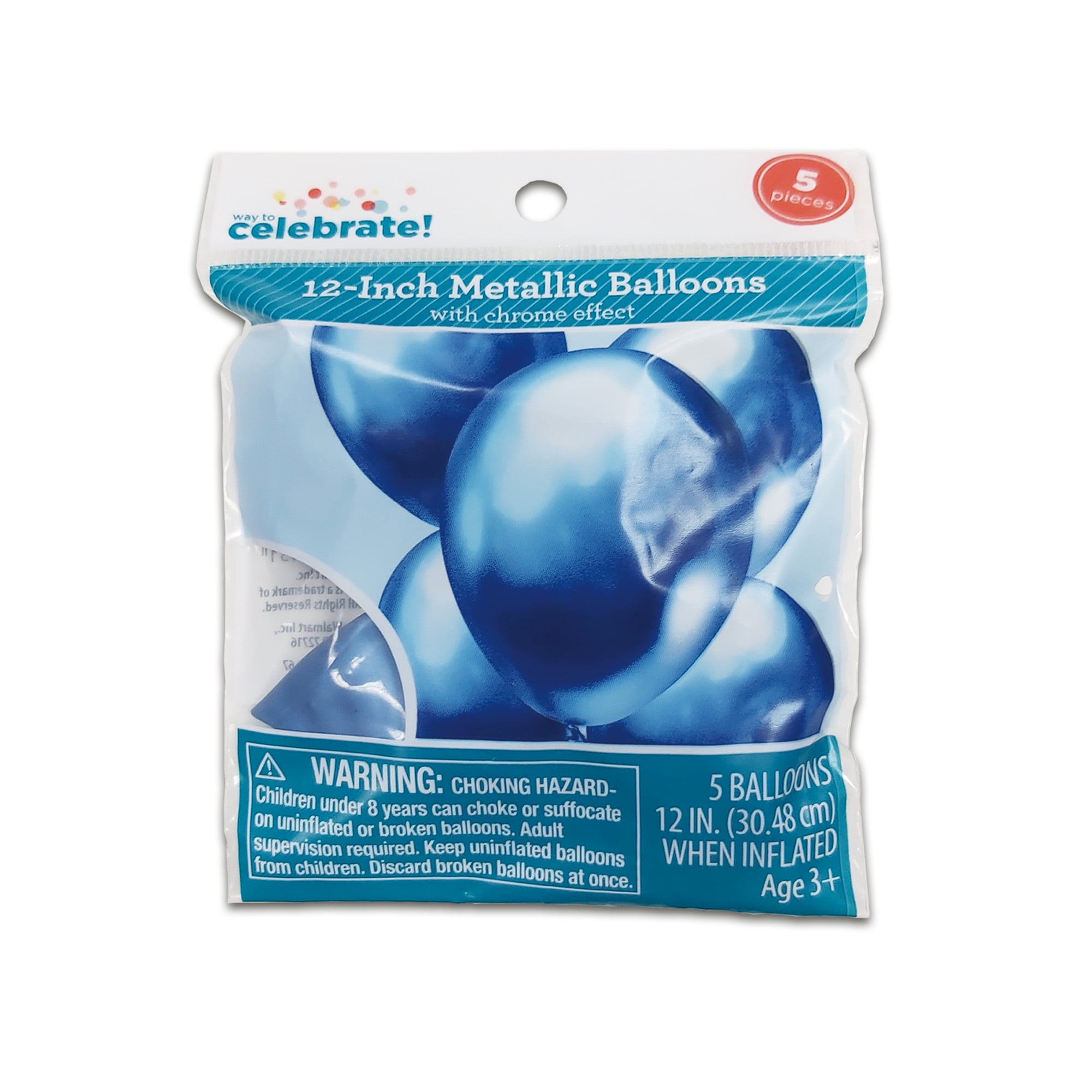 Way to Celebrate! 12in Birthday Party Decoration Blue Glossy Metallic ...