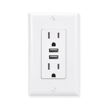 ELEGRP USB Wall Outlet Receptacle with Dual 4.0 A USB Ports, 15 Amp ...