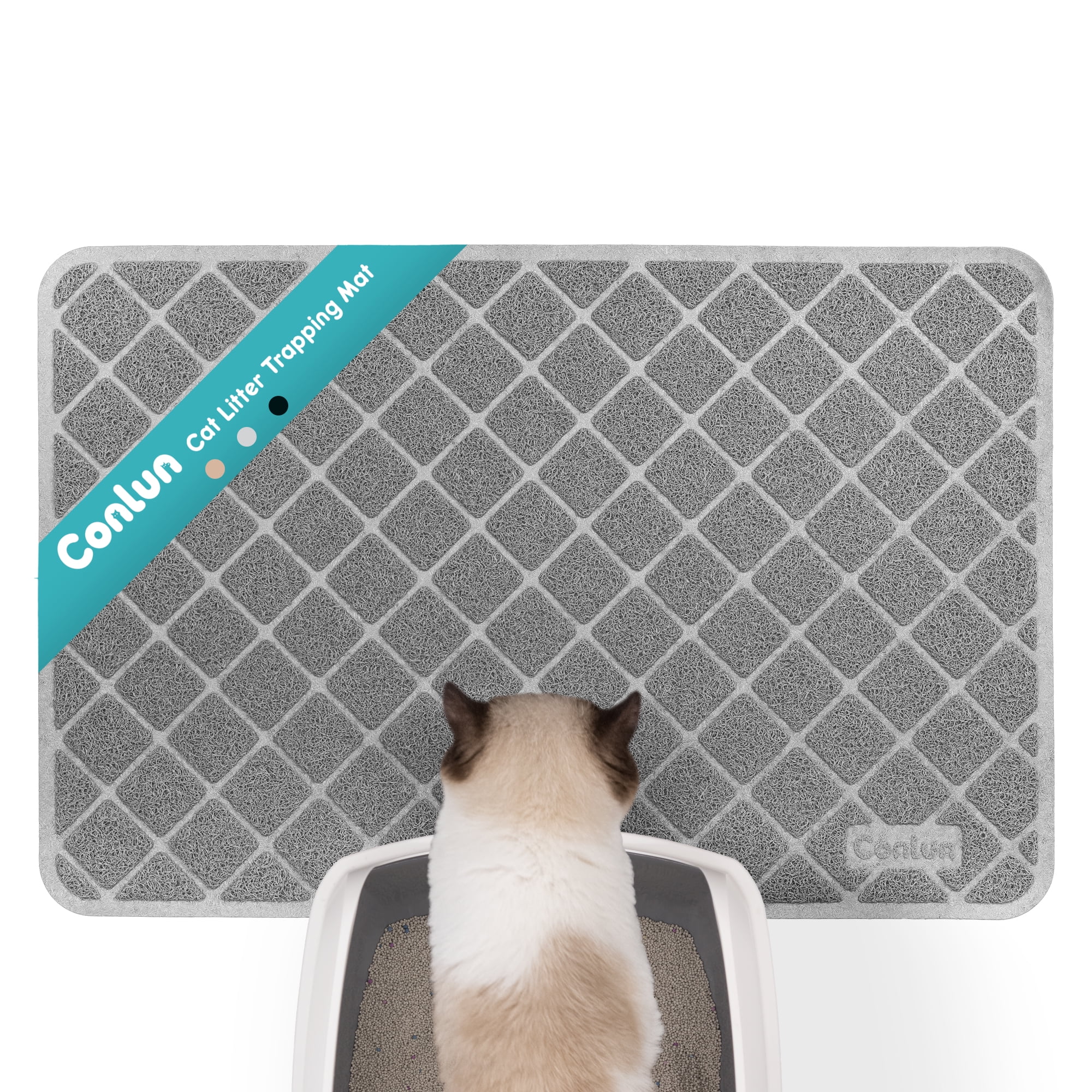 Conlun Cat Litter Mat, 35" x 23" Premium Durable PVC, Non-Slip, Less ...