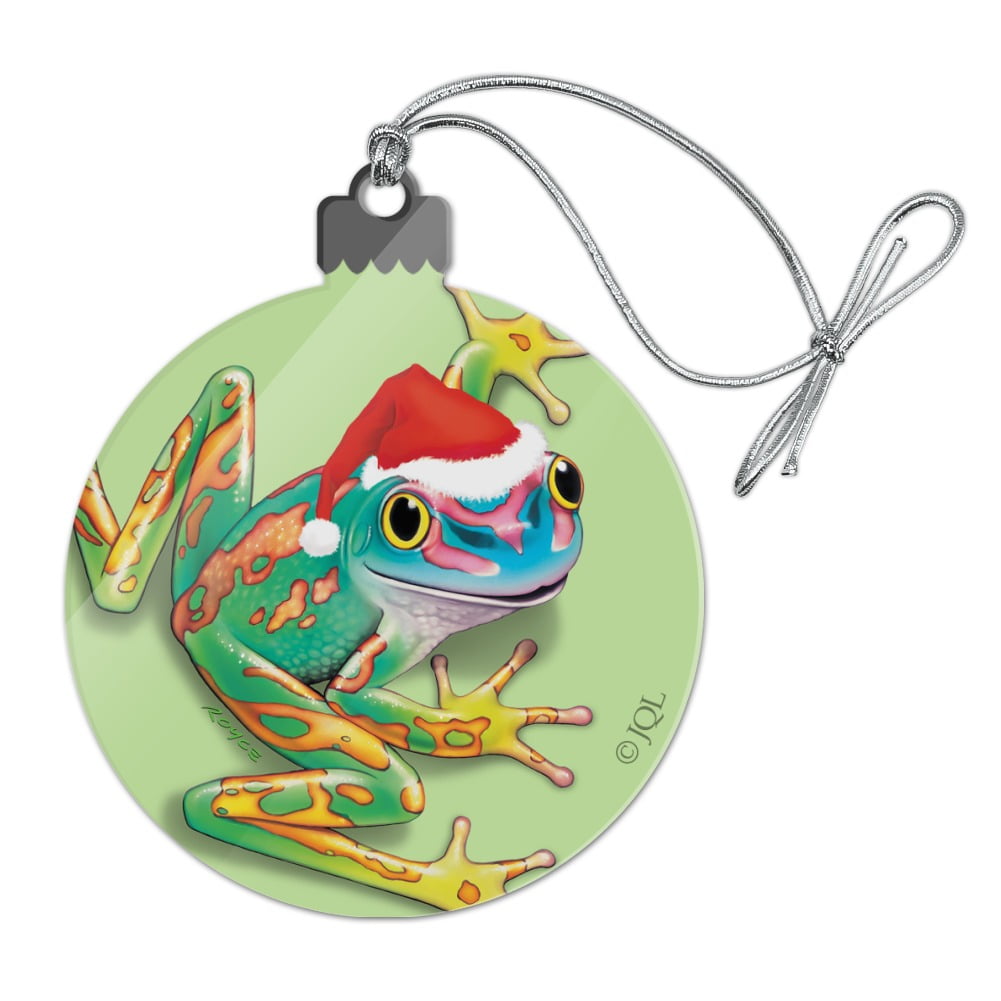 Santa Hat Rainforest Christmas Tree Frog Acrylic Christmas Tree Holiday ...