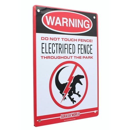 Jurassic World Electrified Raptor Fence 8"x6" Tin Sign - Walmart.com ...