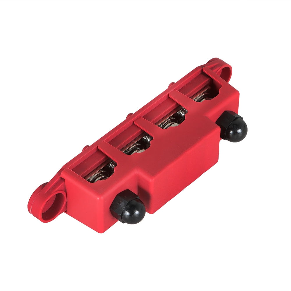 munirater 3/8" 250 amp 12v Busbar with Cover - Red 4 Way Terminal ...