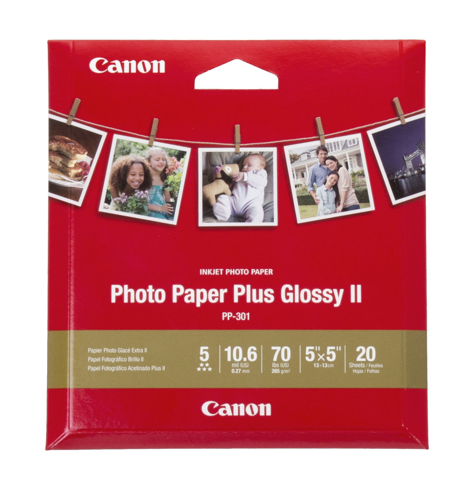Papel fotográfico Canon Glossy Photo Paper Plus II, 5 x 5, 20 hojas ...