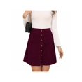 Burgundy Corduroy Button-Front A-Line Mini Skirt With Front Pockets ...