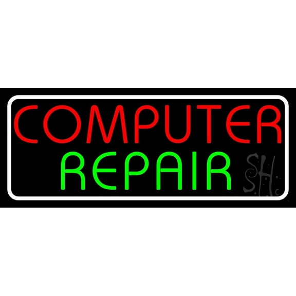 Double Stroke Computer Sales Repair Upgrades 2 LED Neon Sign 13 x 24 ...