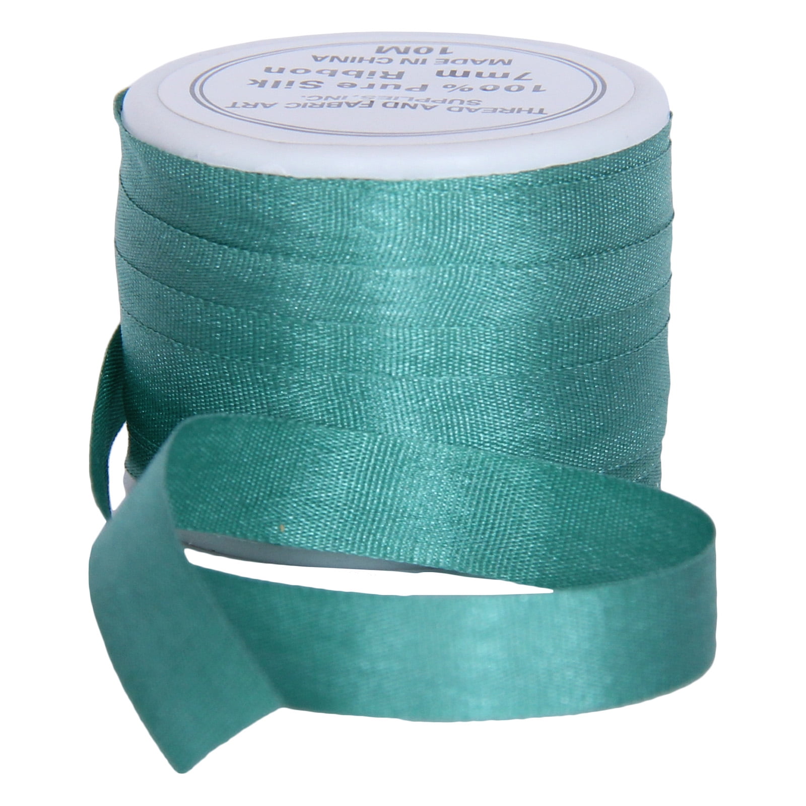 100% Pure Silk Ribbon by Threadart - 7mm Teal - No. 625 - 3 Sizes - 50 ...