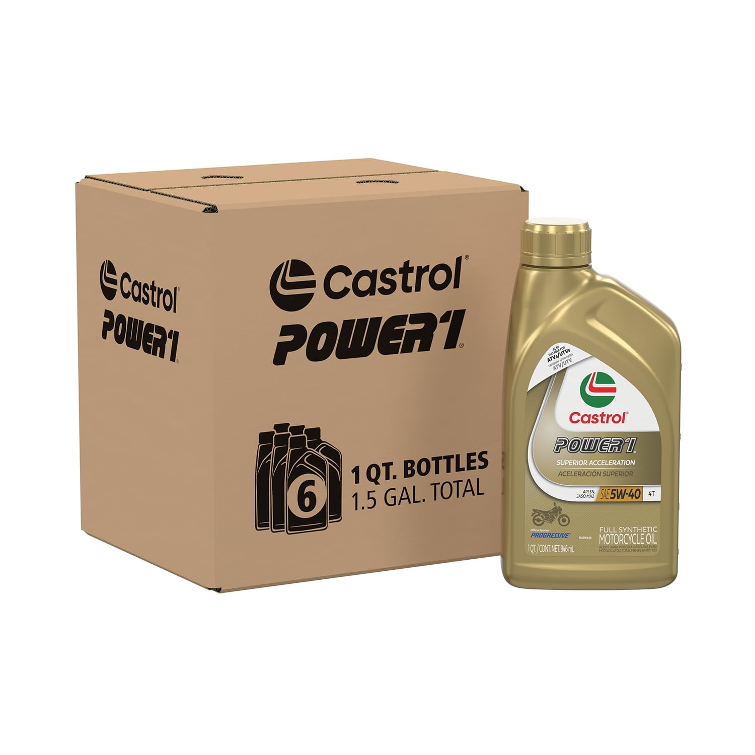 Aceite para moto Castrol Power1 4T 5W-40 totalmente sintético 6x1L | Bodega Aurrera en línea