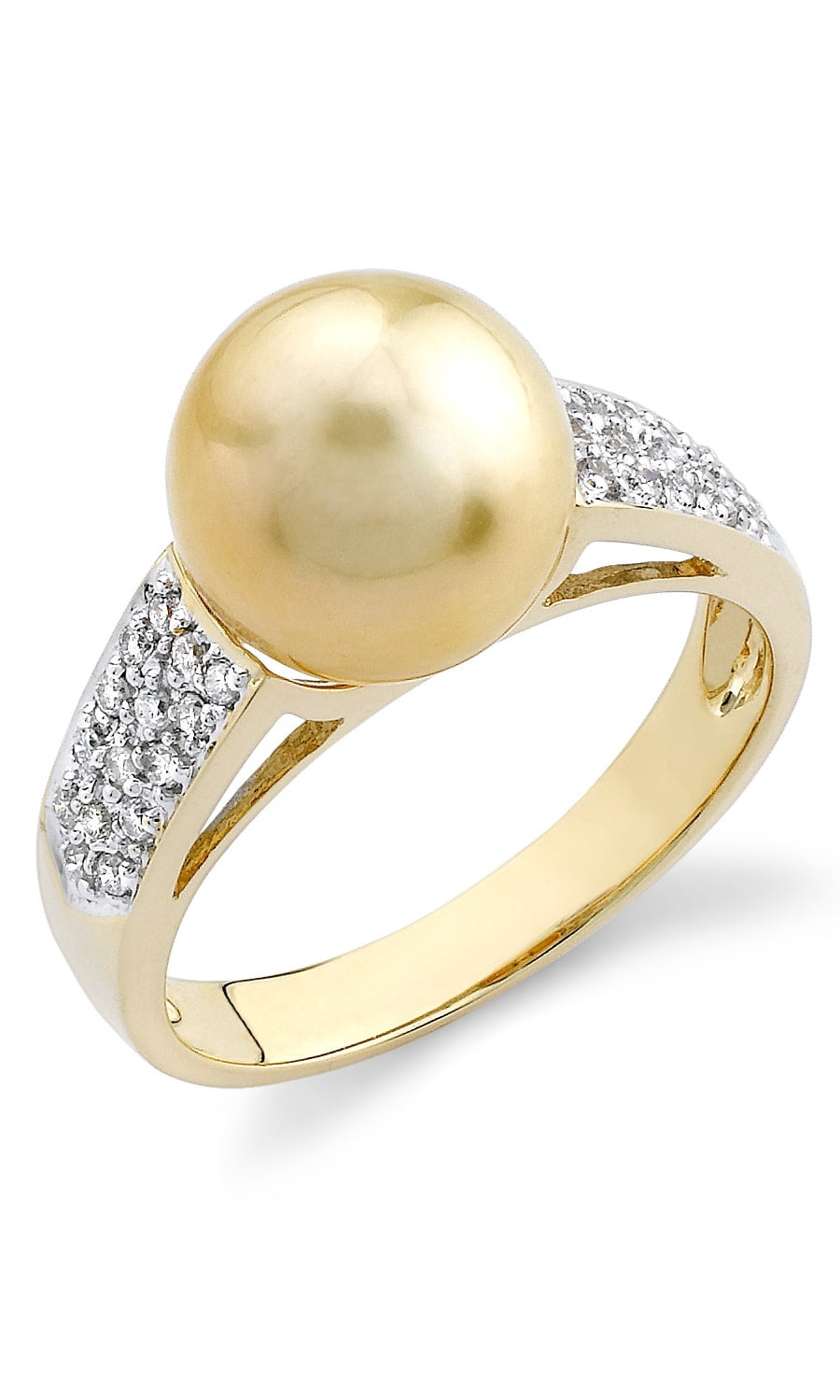 9mm Golden South Sea Cultured Pearl and Diamond Alexa Ring in 18K Gold ...