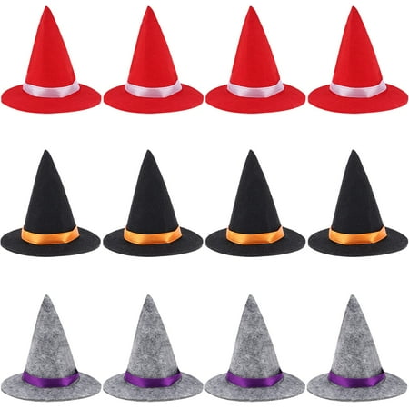 12 Pieces Halloween Mini Witch Hats Wine Bottle Topper Decorations ...