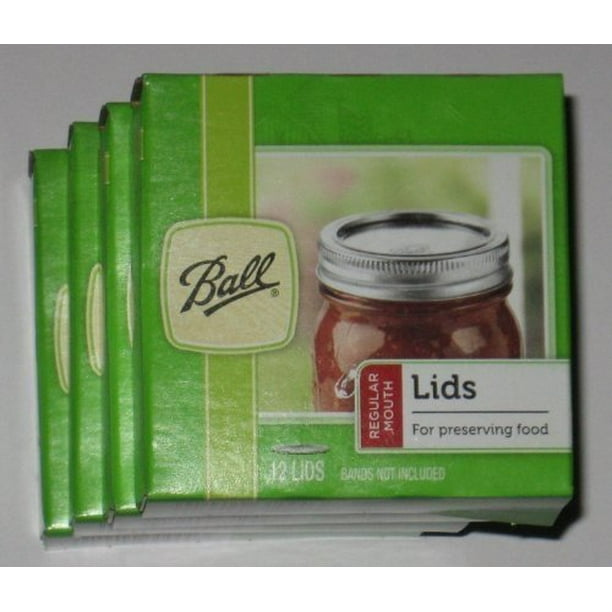Ball Regular Mouth Jar Lids, 12 Lids per Box (Set of 4 Boxes = 48 Total ...