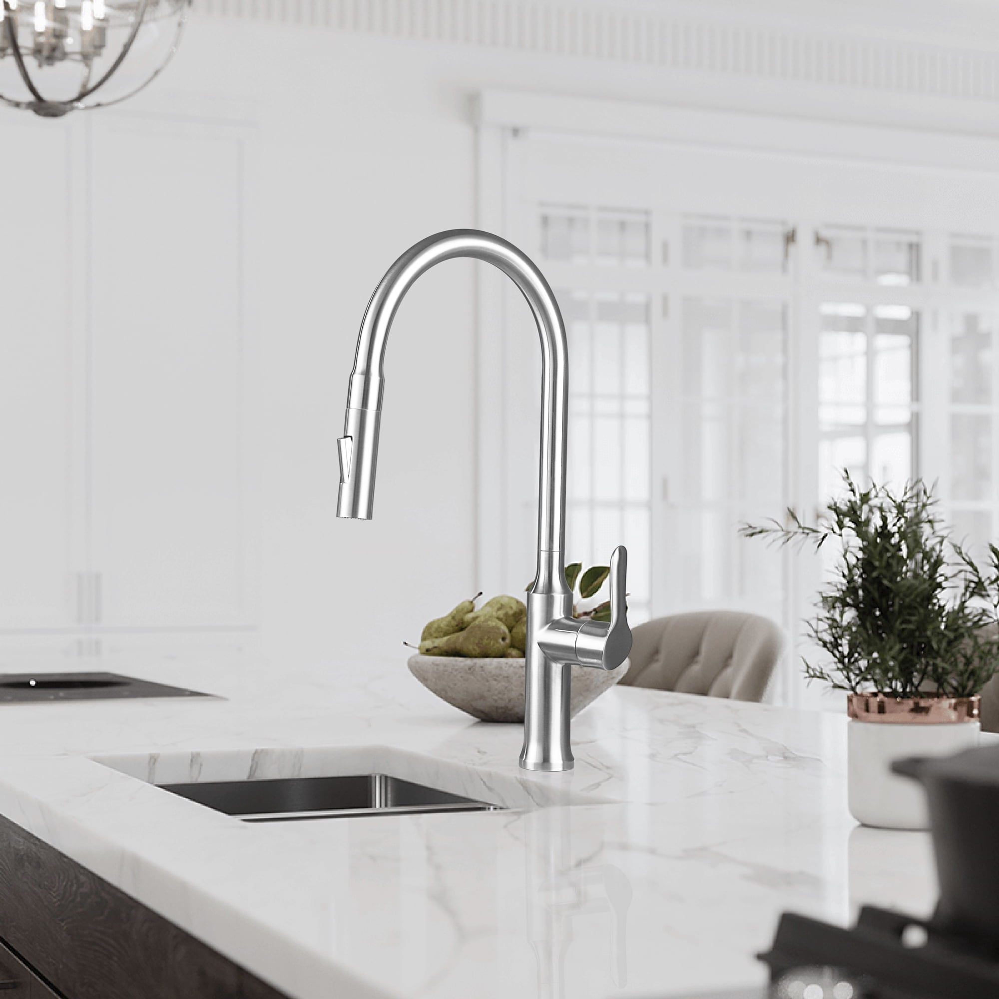 KBFmore 18.5 Inch Stainless Steel Single Lever Handle Kitchen Faucet ...