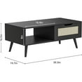 DIYART Black Rattan Coffee Table, Mid Century Modern with Drawer ...