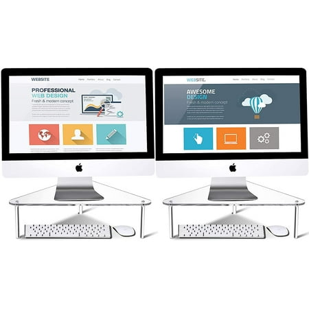 2 Pieces Acrylic?Computer Monitor Riser Triangle Computer Stand Save ...
