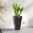 28 Inch Tall Plastic Planters Set of 3 Marble Finish Stackable Taper ...