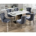 KCC Set of 6 Velvet Upholstered Dining Chairs, Stainless Steel Legs, Nikki Collection, Grey ...