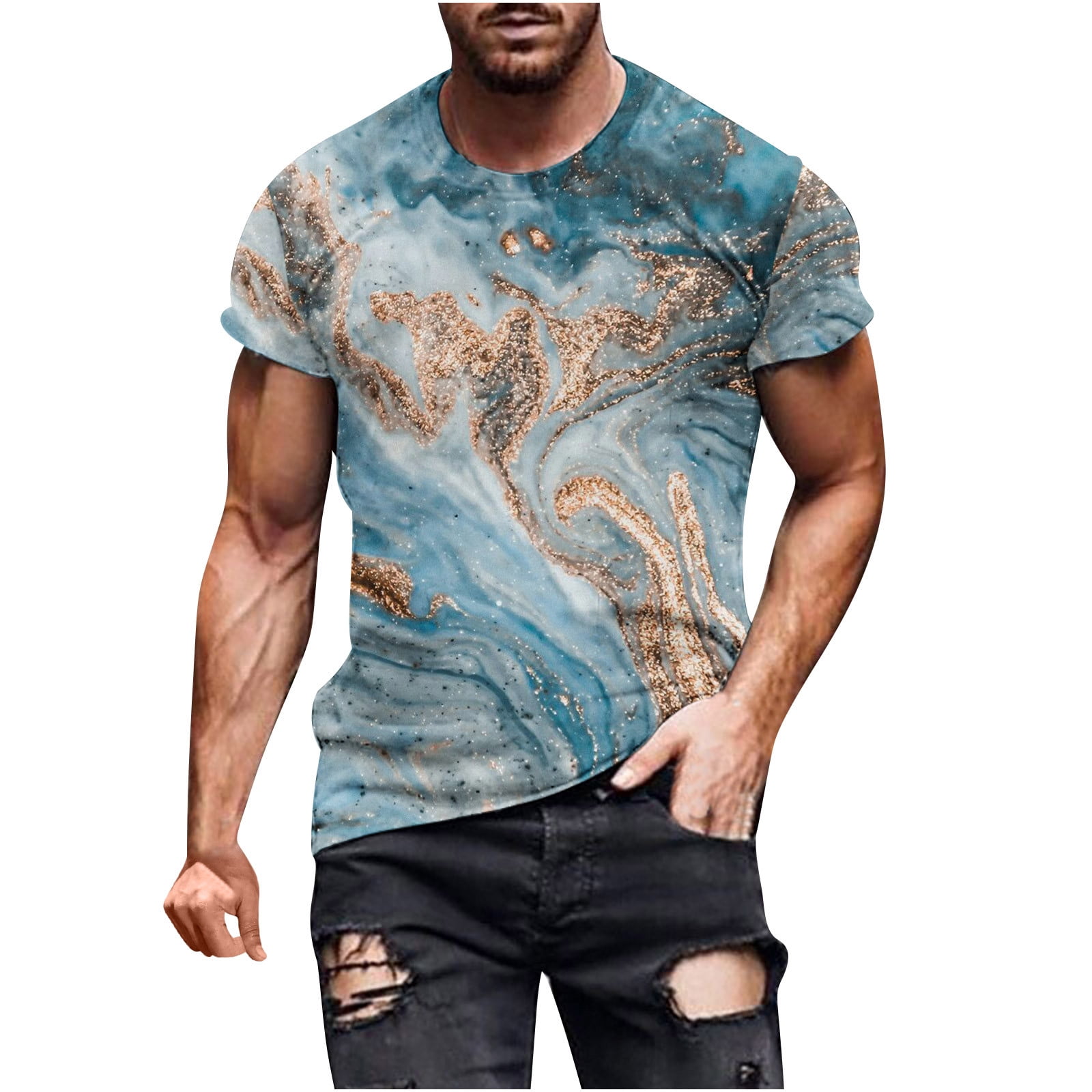 Click here for Guzying Summer Tops Mens Trendy Plus Size Round Ne... prices