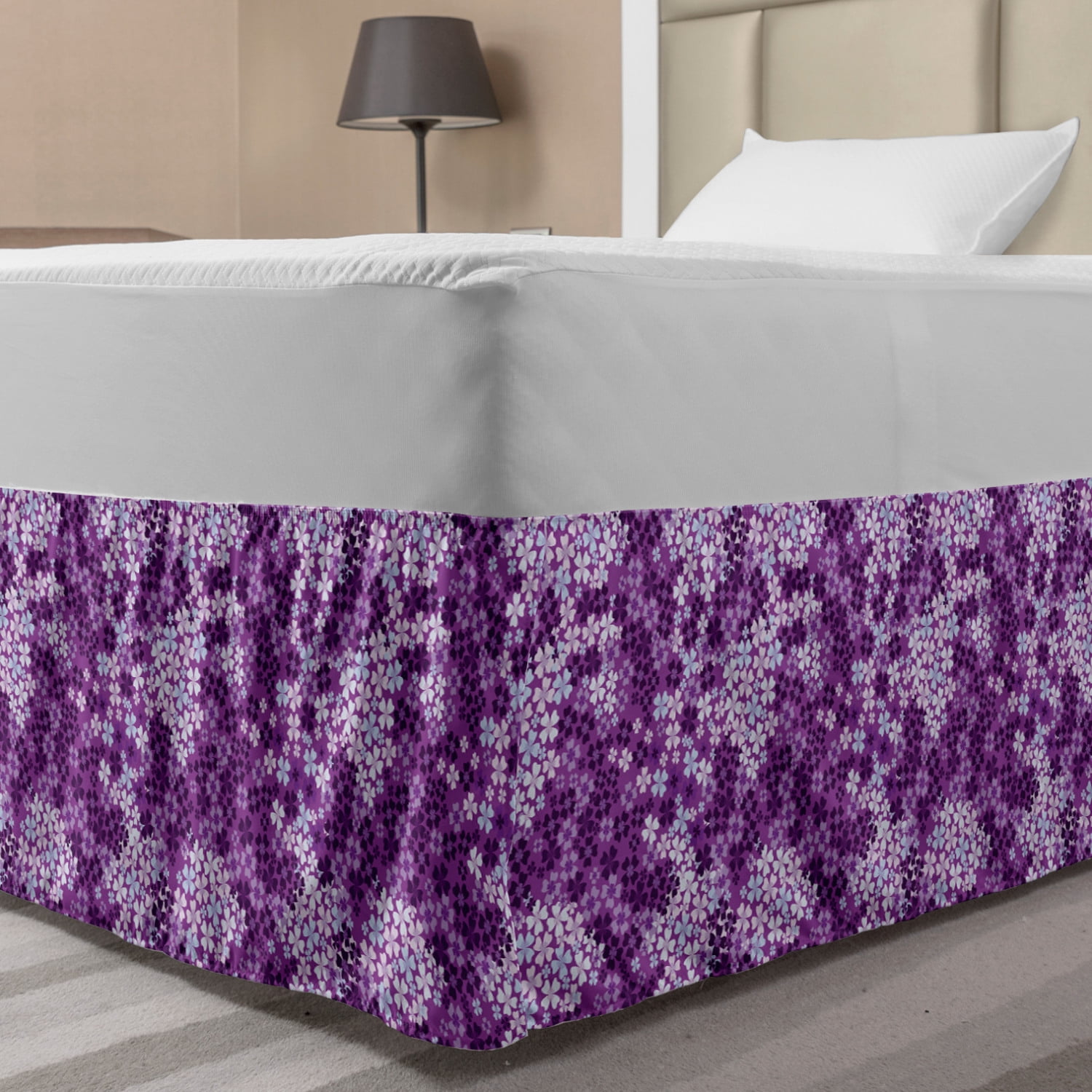 Flower Bed Skirt, Lilac Flowers Blossoms in Spring Romantic Meadow ...