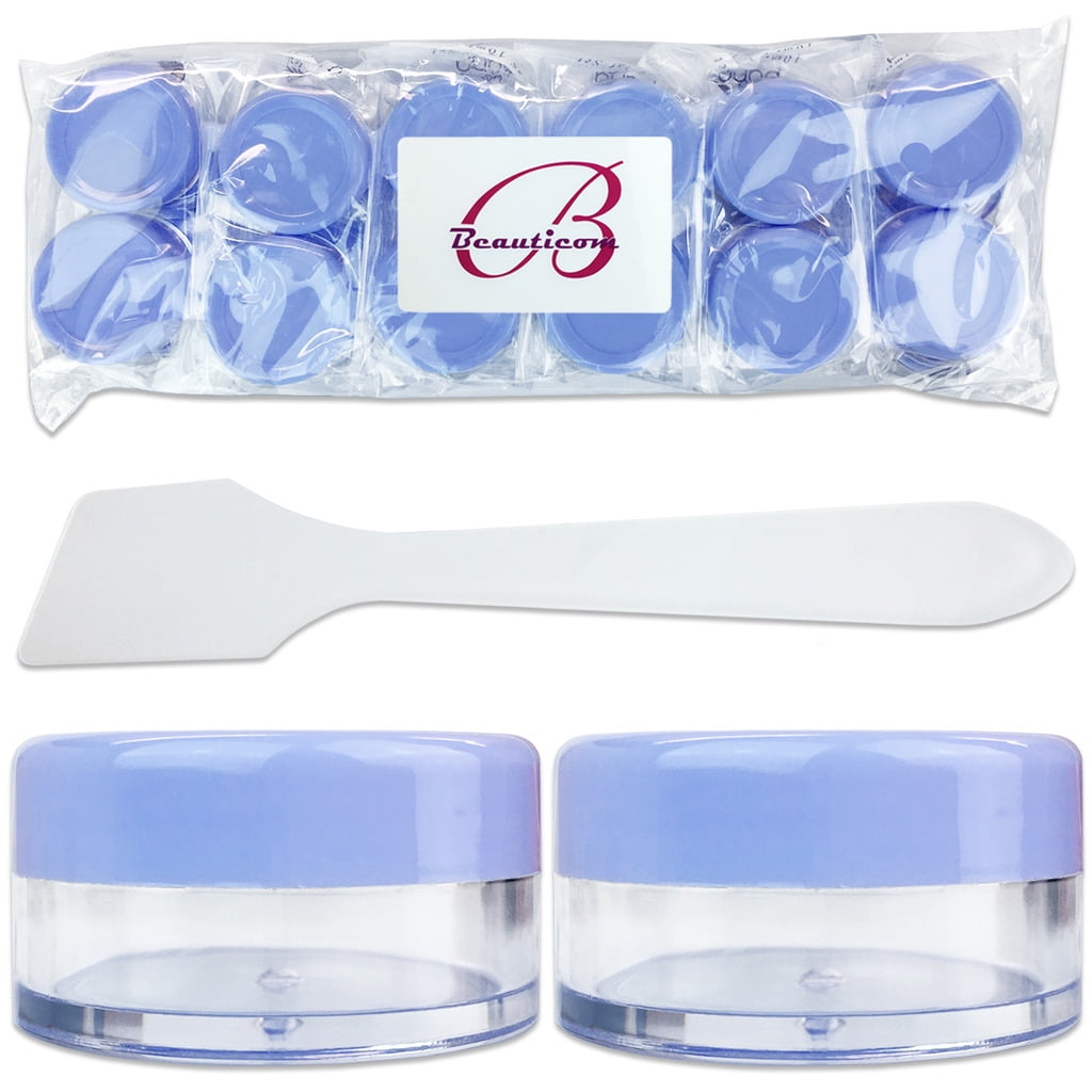 10G/10ML Plastic Clear Cosmetic Sample Jars with Lavender Blue Lid and ...