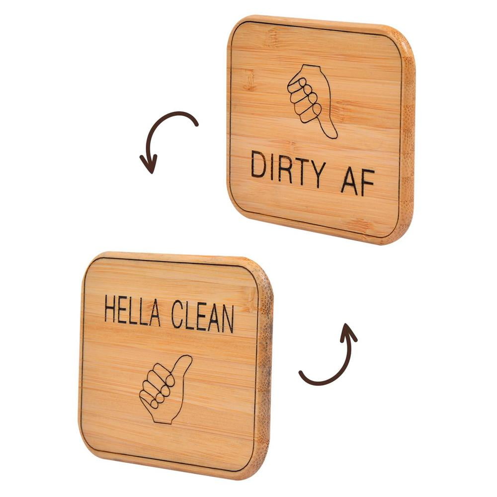 Bamboo Dishwasher Magnet Clean Dirty Sign | Round Dirty Dishwasher ...