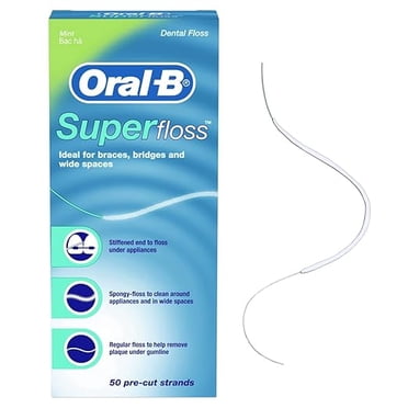 Oral-B Super Floss Pre-Cut Strands Dental Floss, Mint Flavor, 50 Count ...