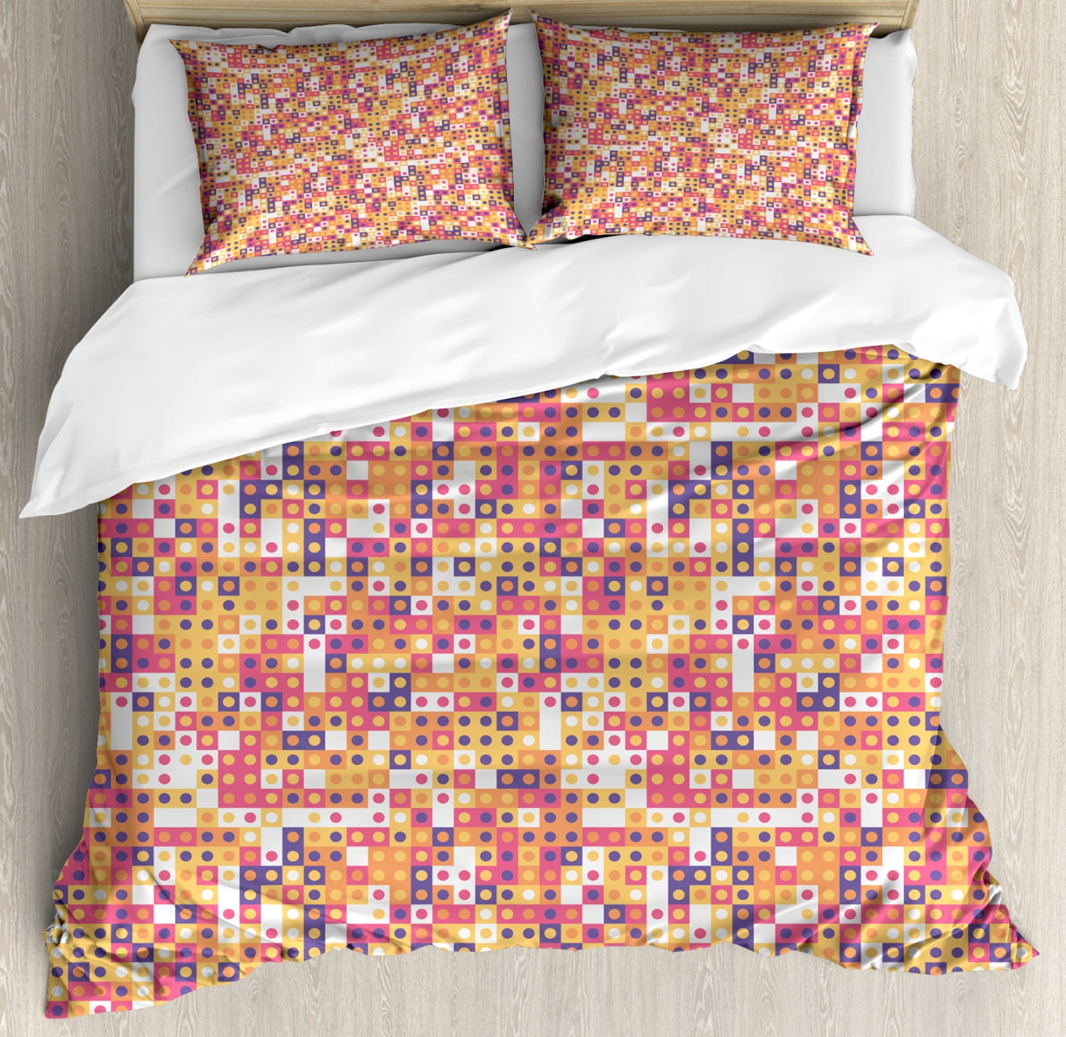 Abstract Duvet Cover Set Queen Size, Geometric Squares with Inner Dots ...