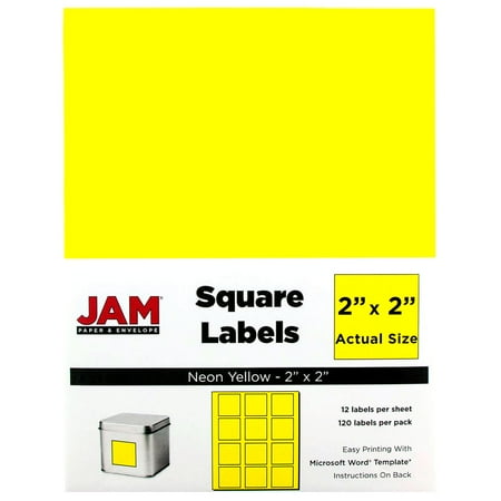 JAM Product & Container Labels, Square, 2 x 2, Neon Yellow, 120/Pack ...