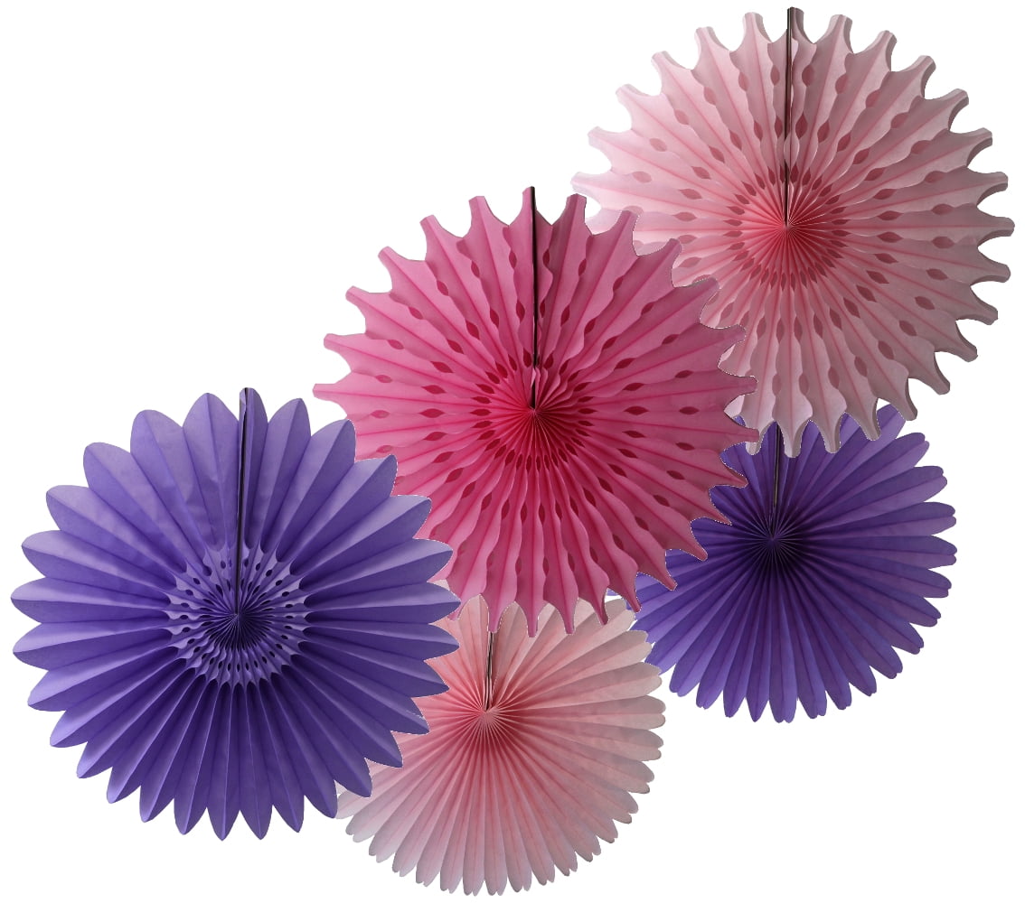 Tissue Paper Fan Collection - 5 Assorted Fans (Lavender Pink) - Walmart.com