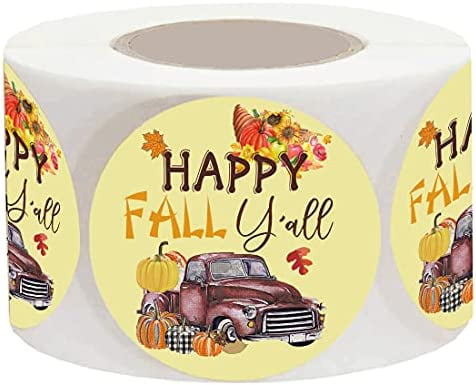 YOUOK Happy Fall Y'all Stickers Thanksgiving Stickers Label,1.5 Inch ...