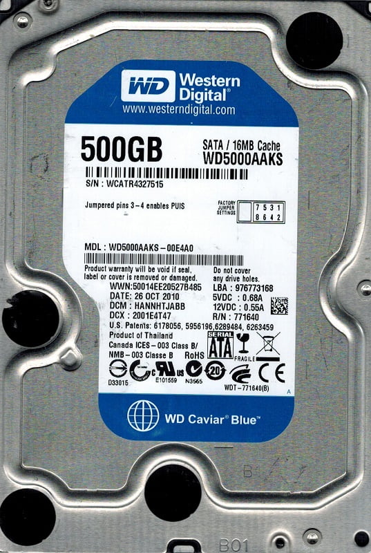WD5000AAKS-00E4A0 Western Digital DCM: HANNHTJABB 500GB - Walmart.com