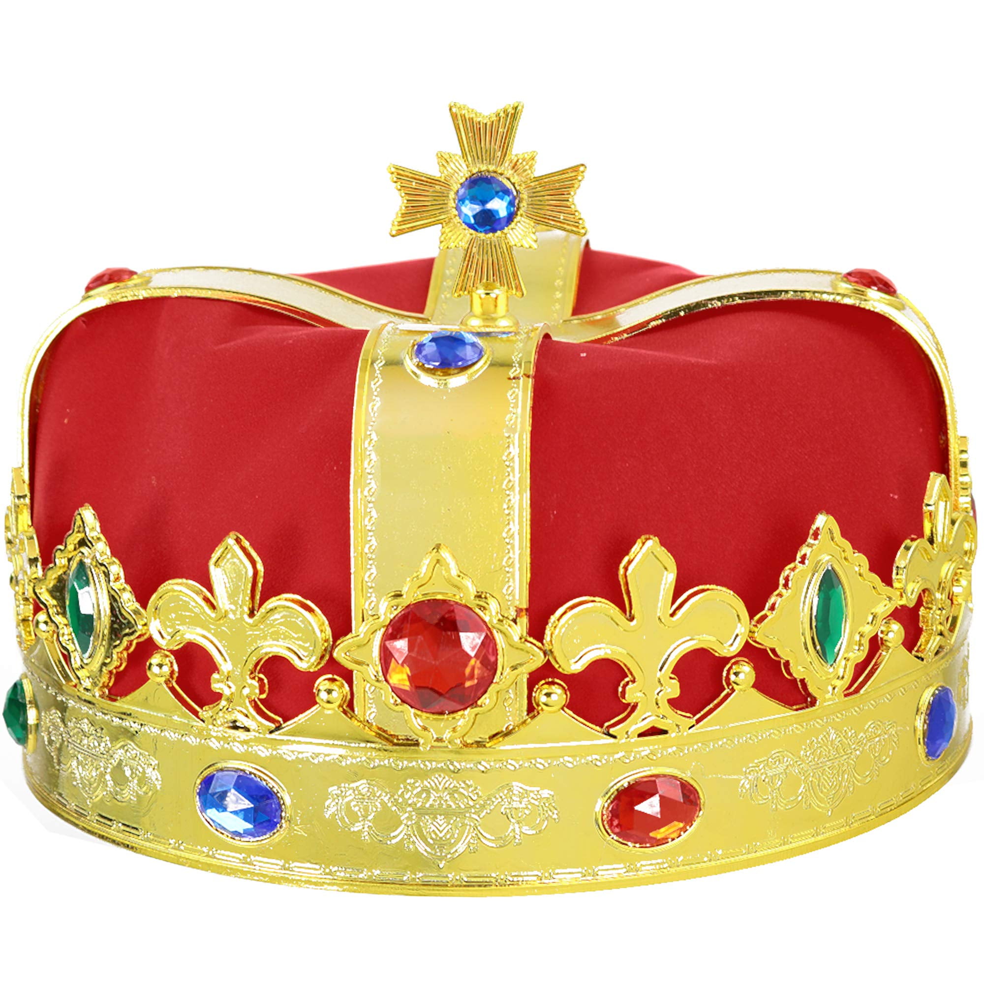 Skeleteen Regal Gold King Crown - Royal Red Felt Imperial Jeweled Mens ...
