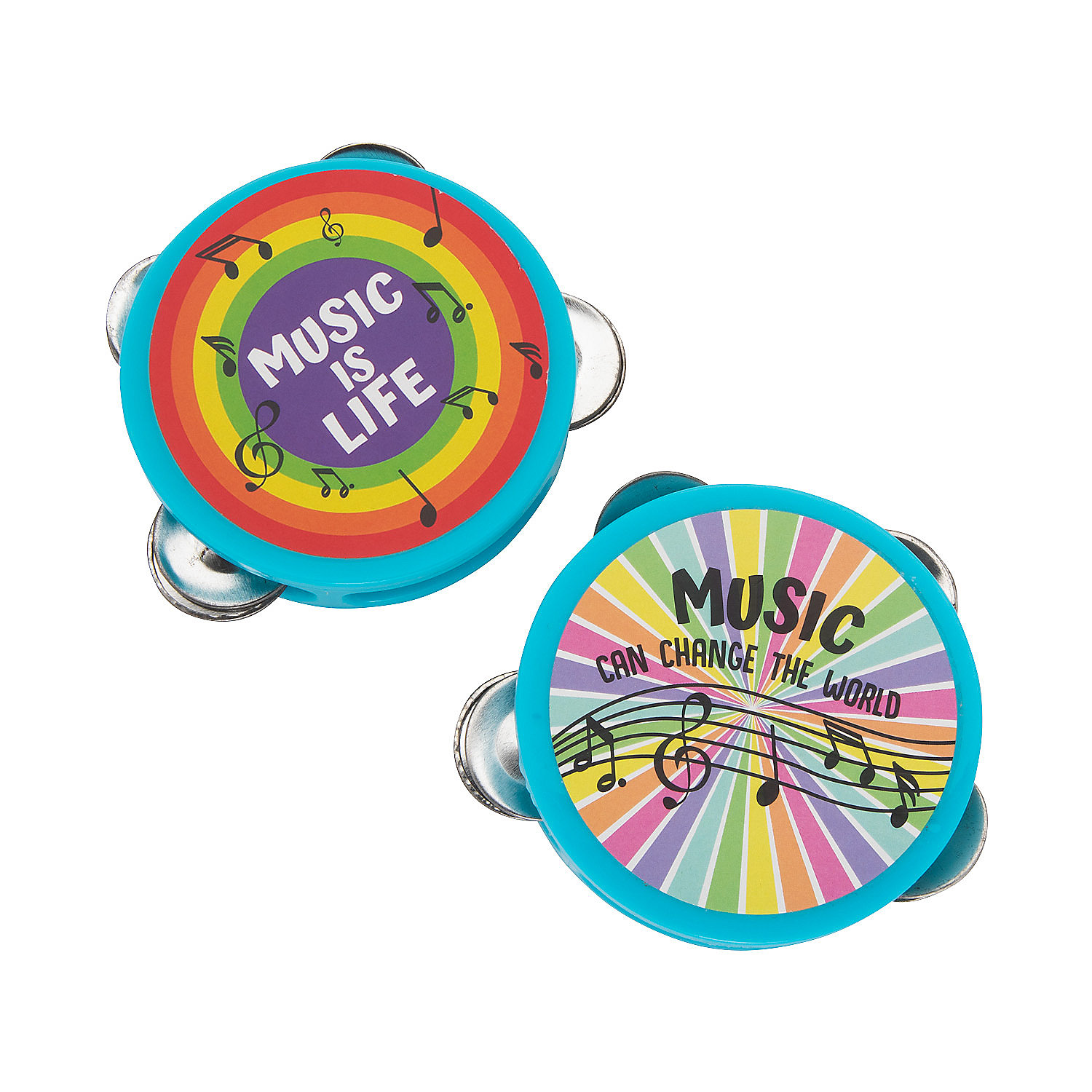 Rainbow Mini Tambourines, Toys, Birthday, Party Favors, 12 Pieces ...