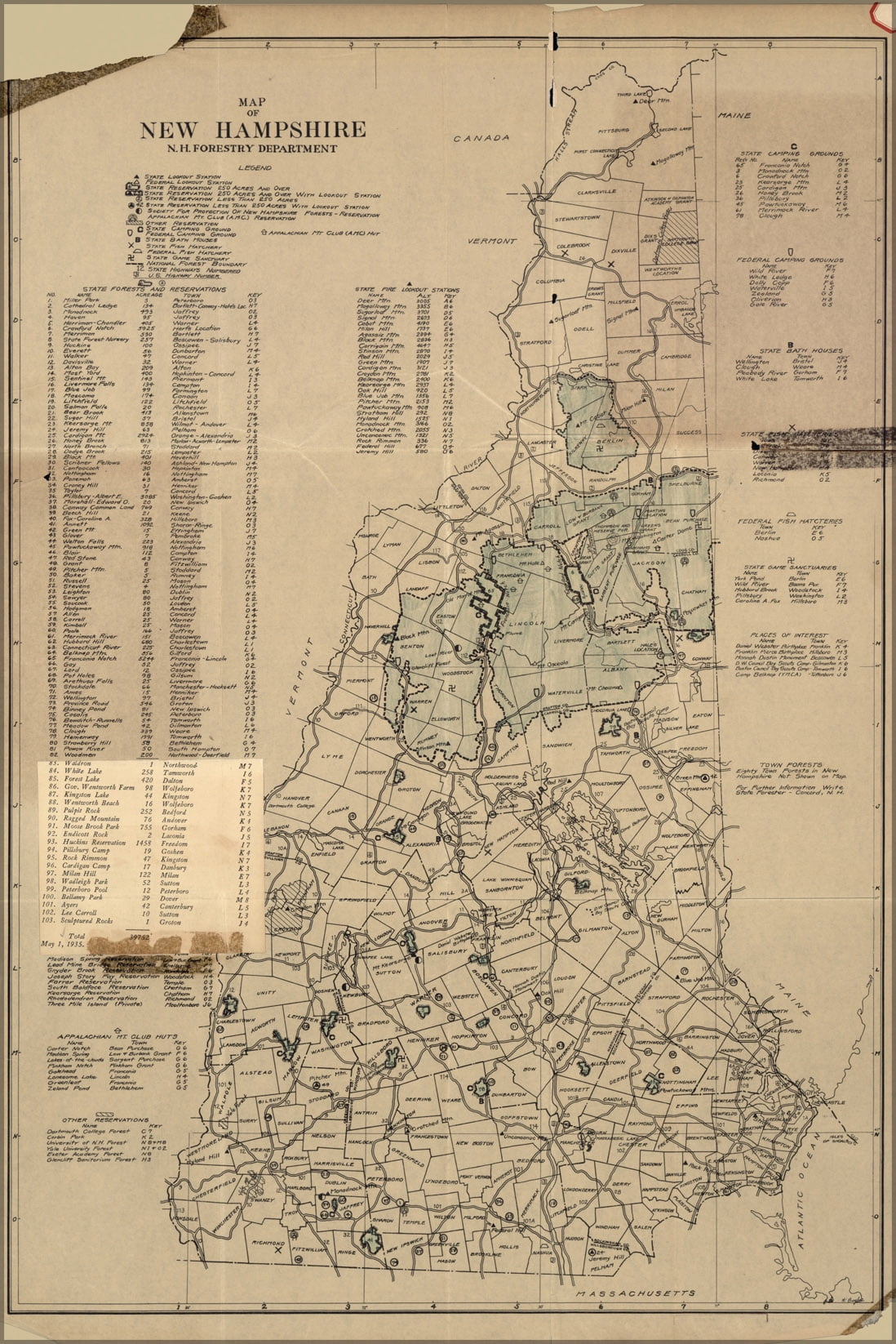 24"x36" Gallery Poster, map of new hampshire 1927 - Walmart.com